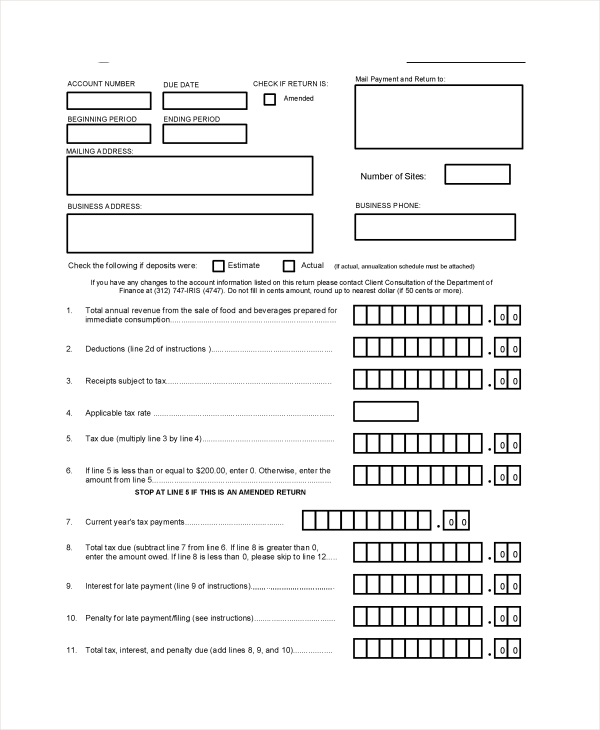 FREE 6+ Restaurant Tax Forms in PDF