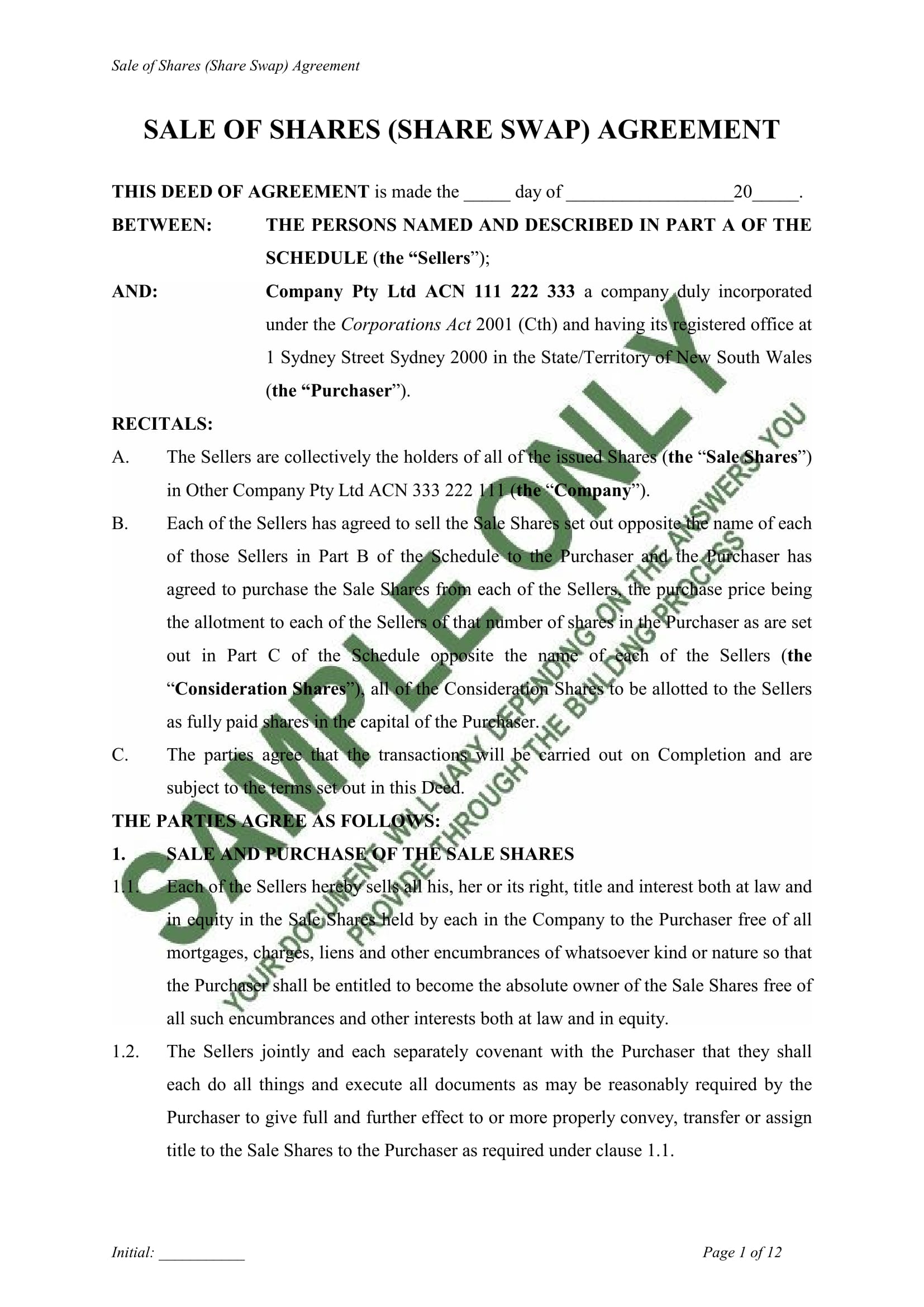 FREE 2+ Share Exchange Agreement Forms in PDF