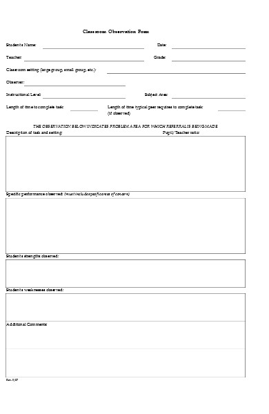 FREE 10+ Student Observation Form Samples, PDF, MS Word, Google Docs, Excel