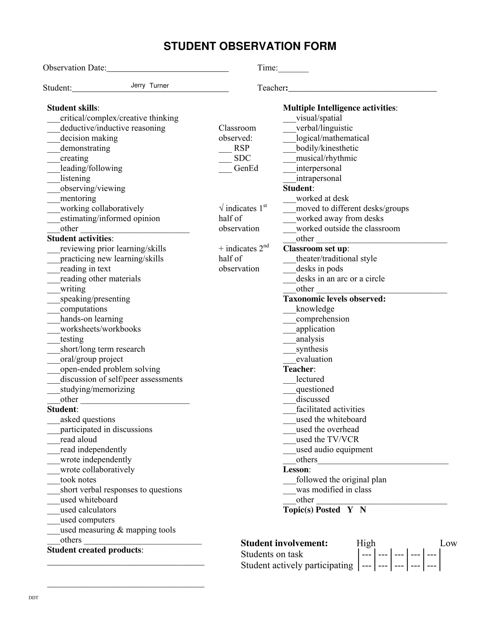FREE 10+ Student Observation Form Samples, PDF, MS Word, Google Docs, Excel