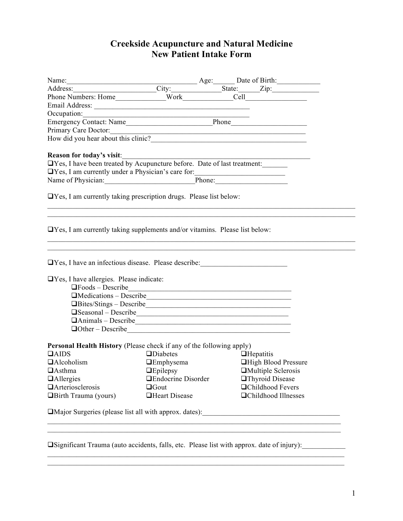 FREE 9+ Medicine Patient Intake Forms in PDF | MS Word