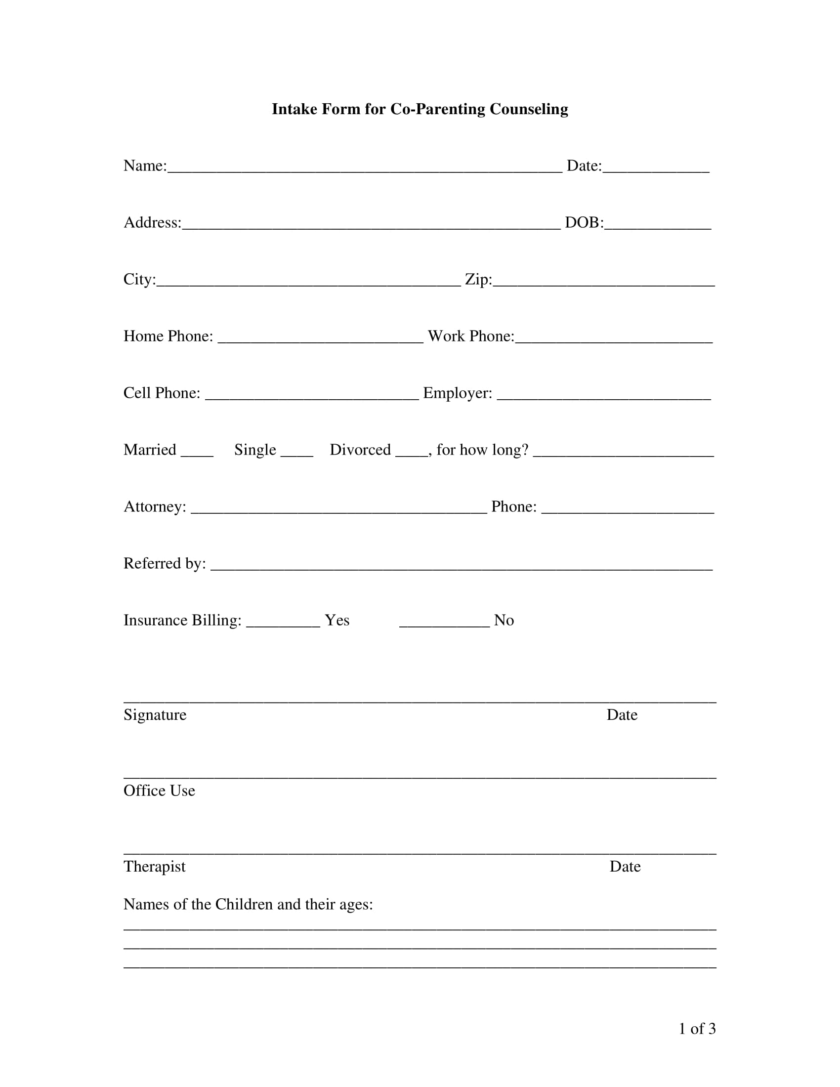 FREE 21+ Counseling Intake Forms in PDF | MS Word