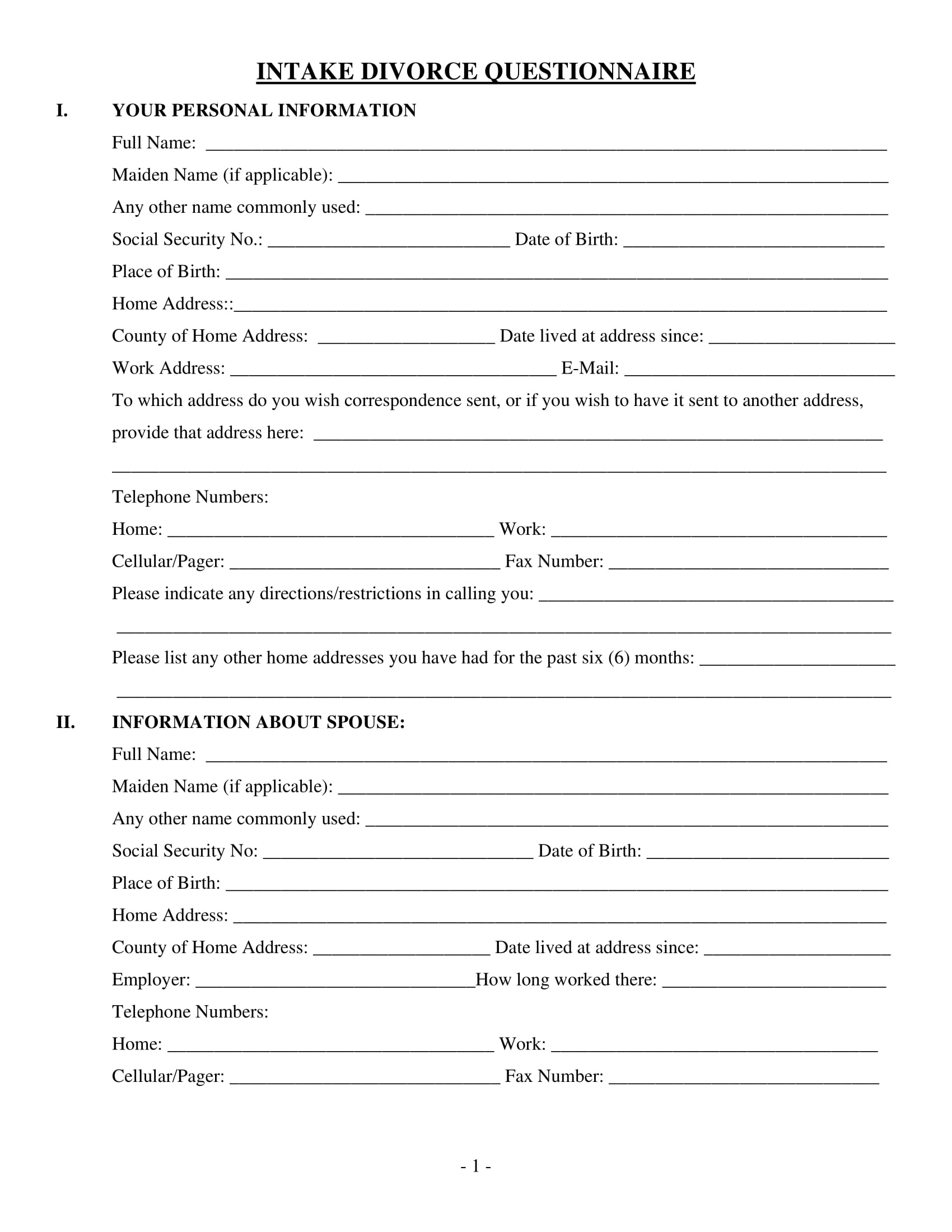 FREE 10+ Family Intake Forms in PDF | MS Word | Excel