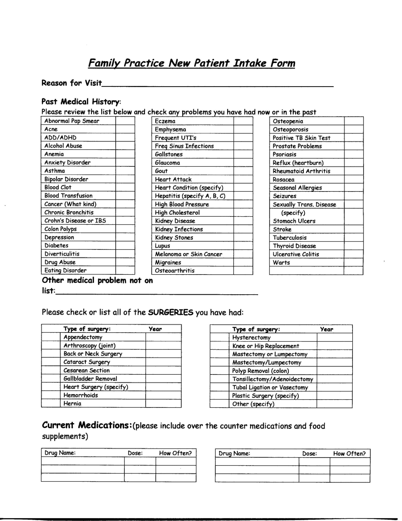 FREE 10+ New Patient Intake Form Samples, PDF, MS Word, Google Docs, Excel