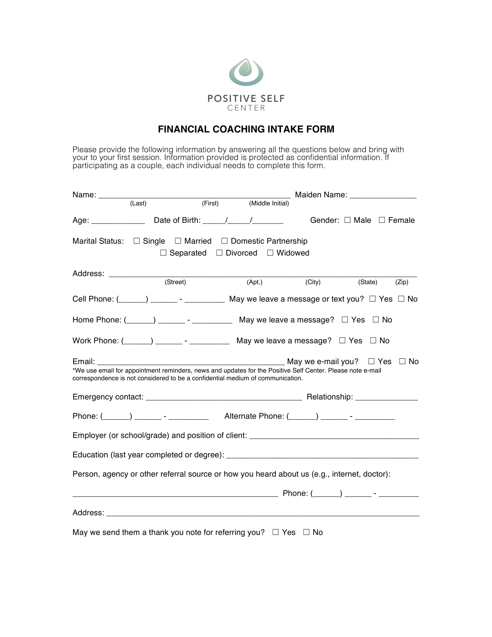 FREE 10 Coaching Intake Forms In PDF MS Word