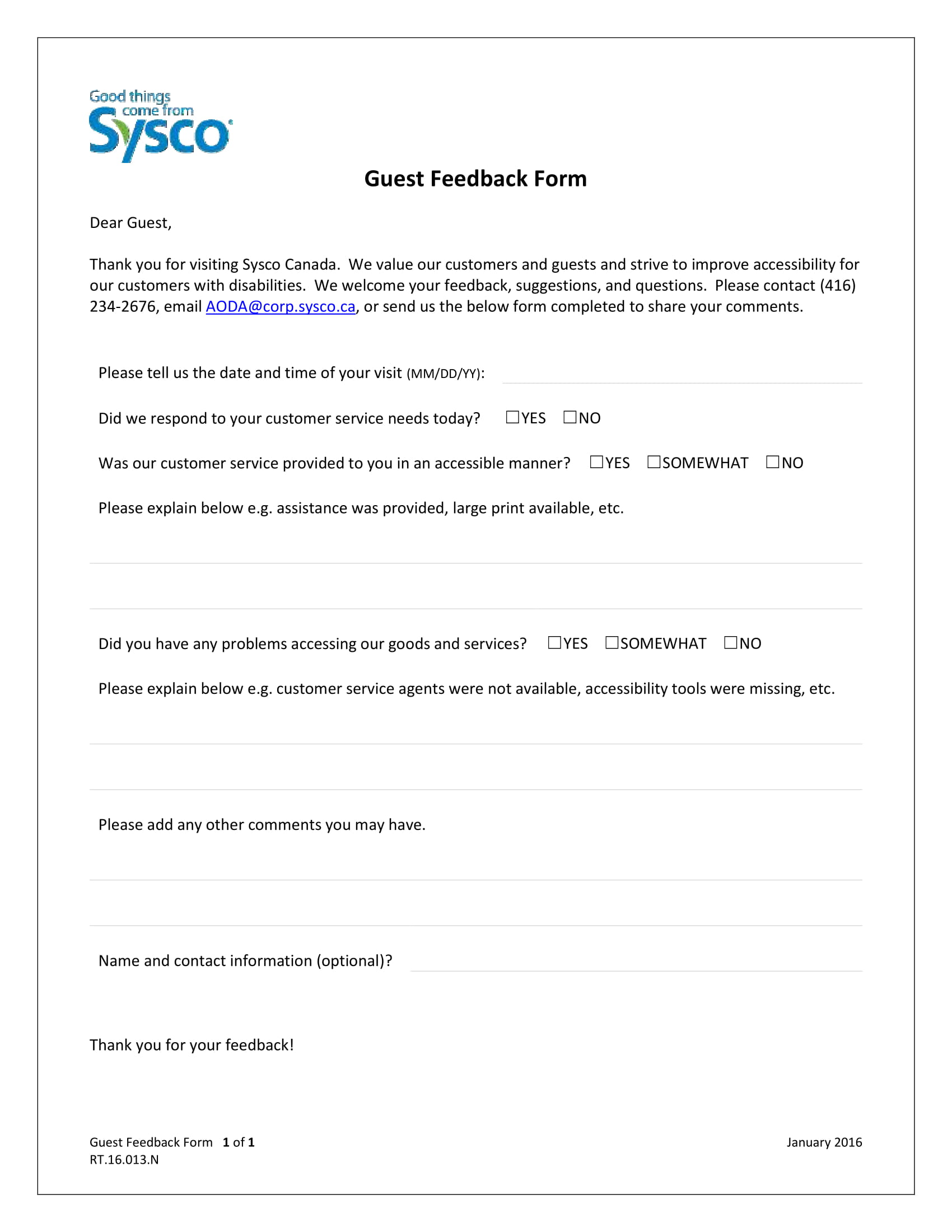 FREE 16+ Customer and Guest Feedback Forms in PDF | MS Word