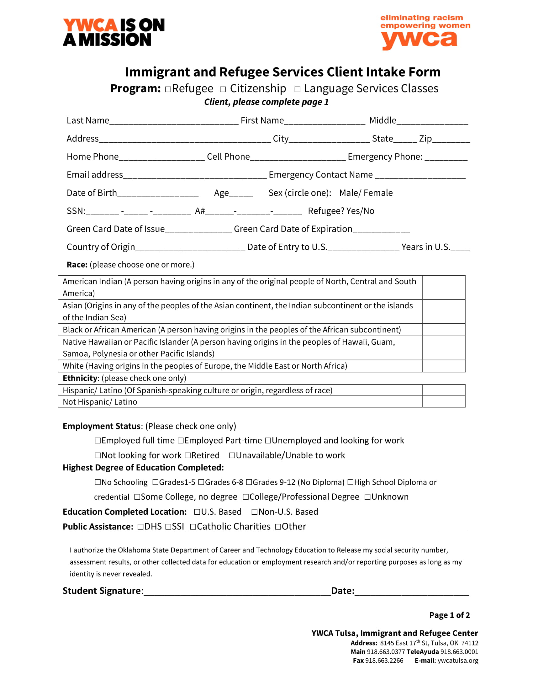 FREE 4+ Immigration Intake Forms in PDF