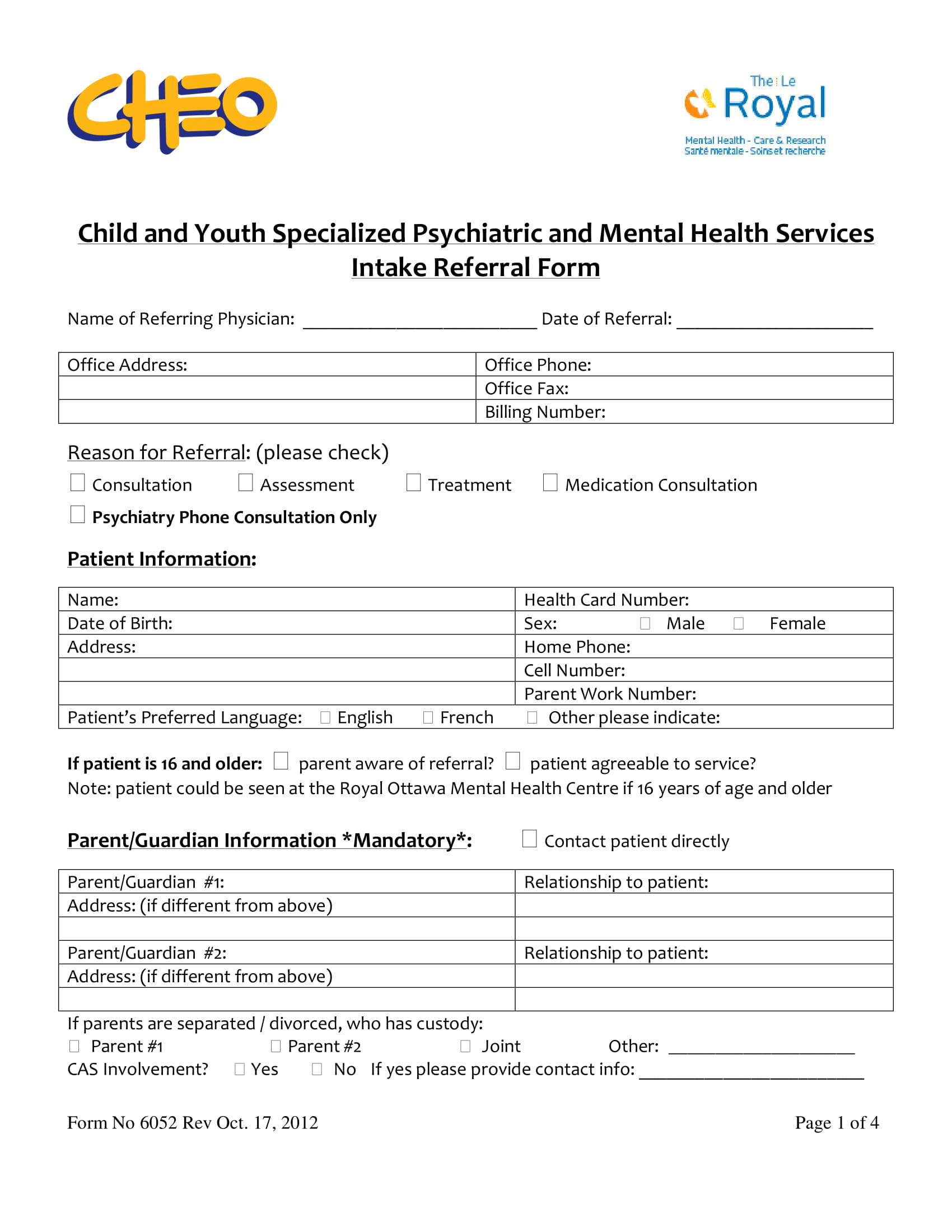 FREE 9+ Mental Health Providers Intake Forms in PDF | MS Word