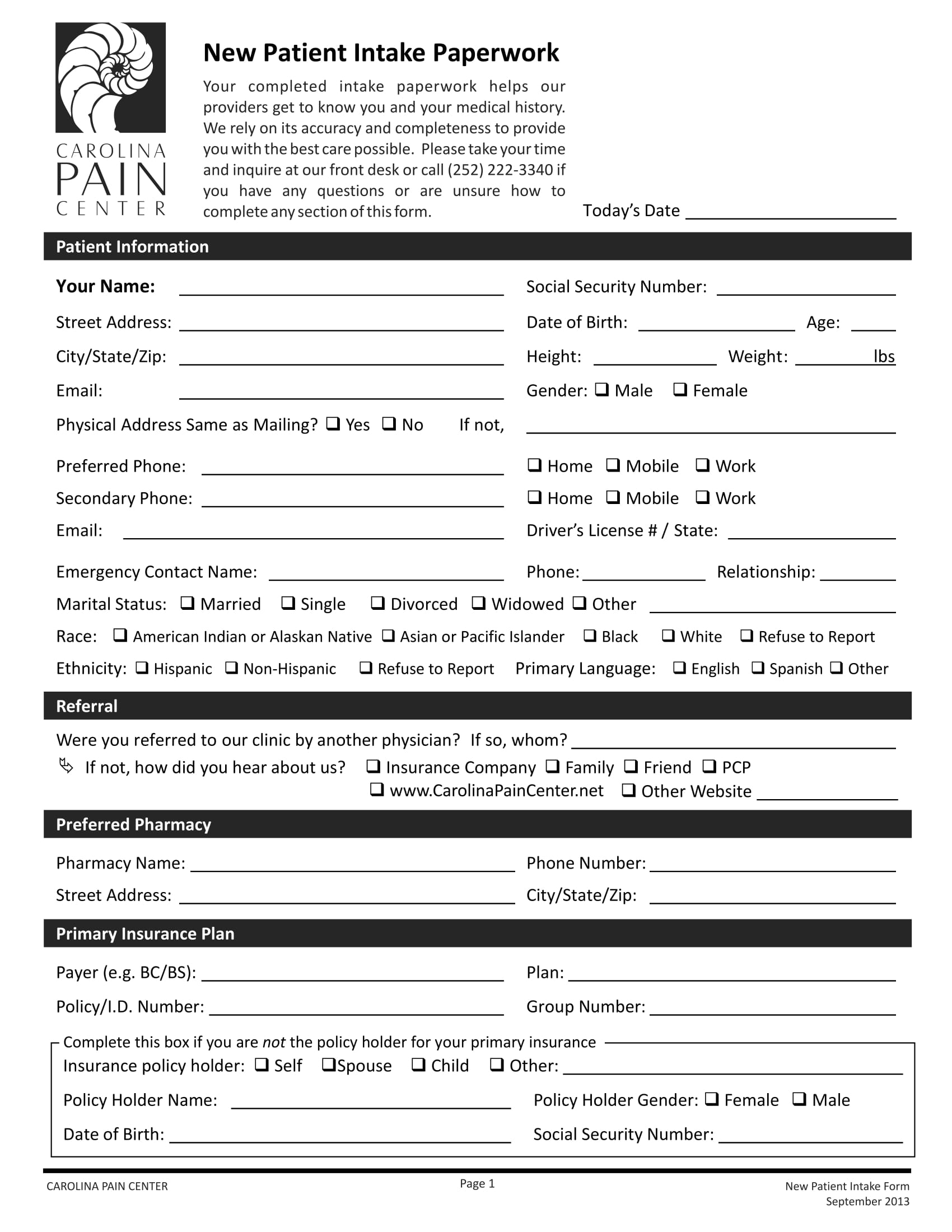 FREE 6 New Patient Intake Forms In PDF MS Word Excel