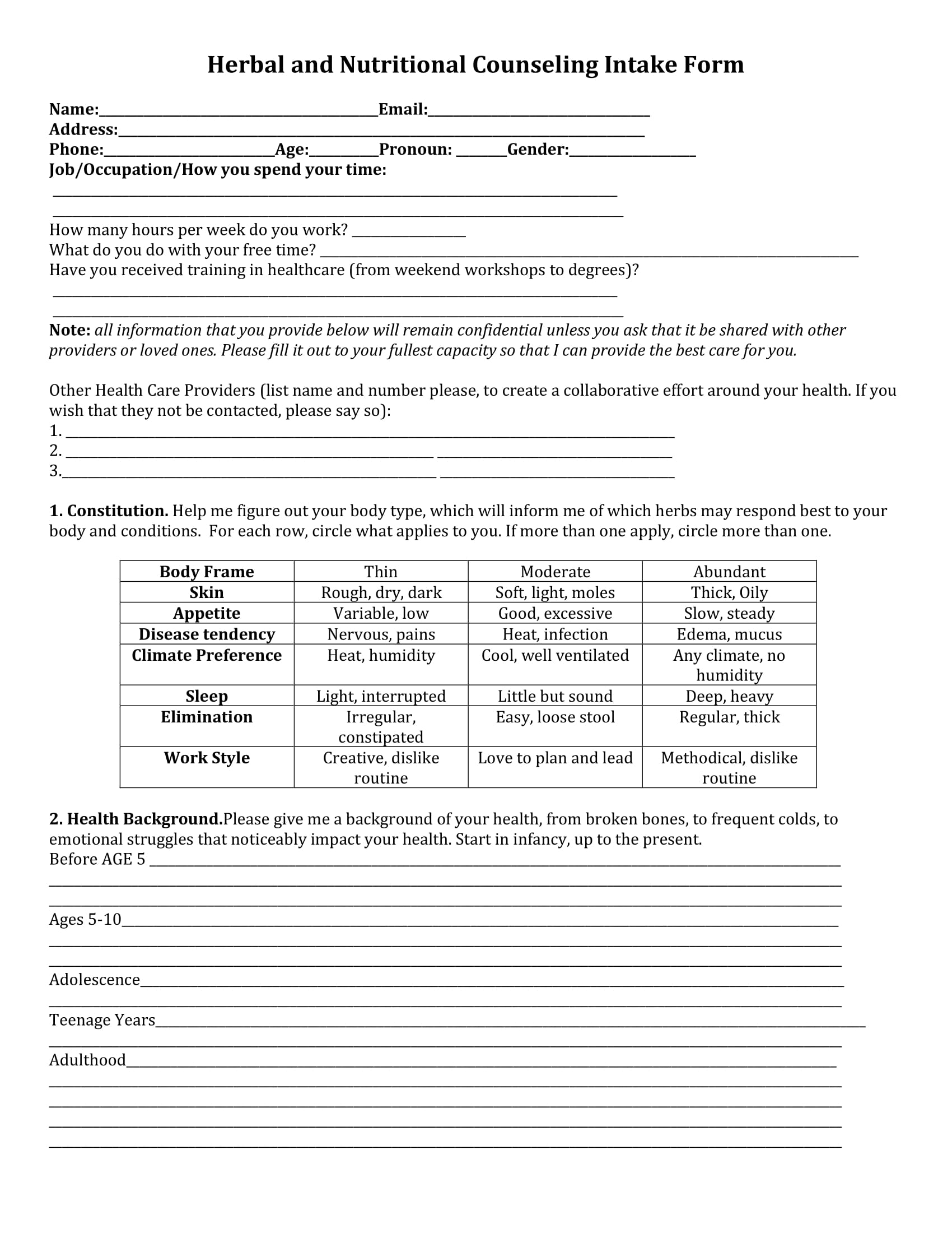 FREE 21+ Counseling Intake Forms in PDF | MS Word