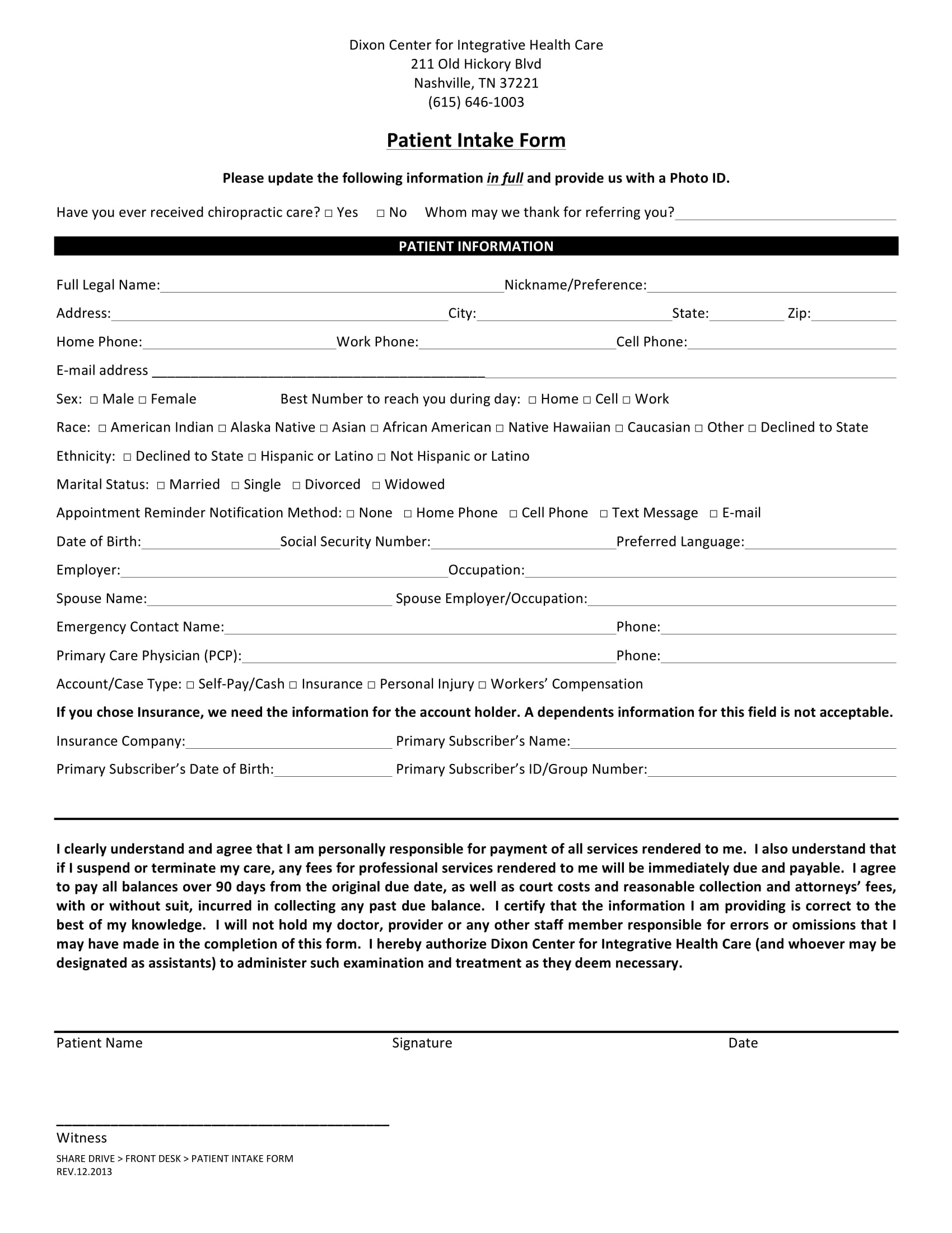 FREE 3+ Patient Intake Forms in PDF | MS Word