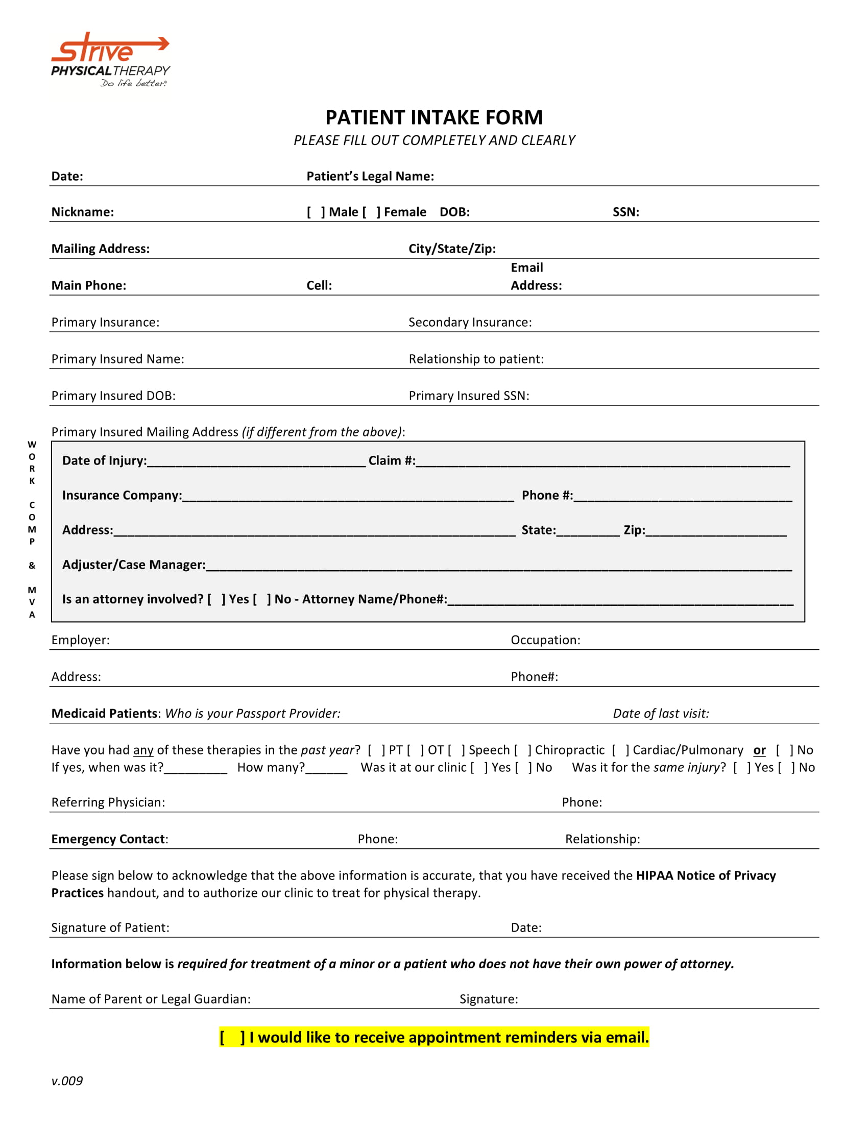 FREE 3+ Patient Intake Forms in PDF | MS Word