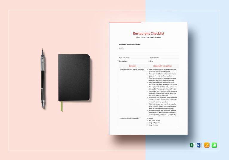 FREE 6+ Sample Restaurant Checklist Forms in PDF