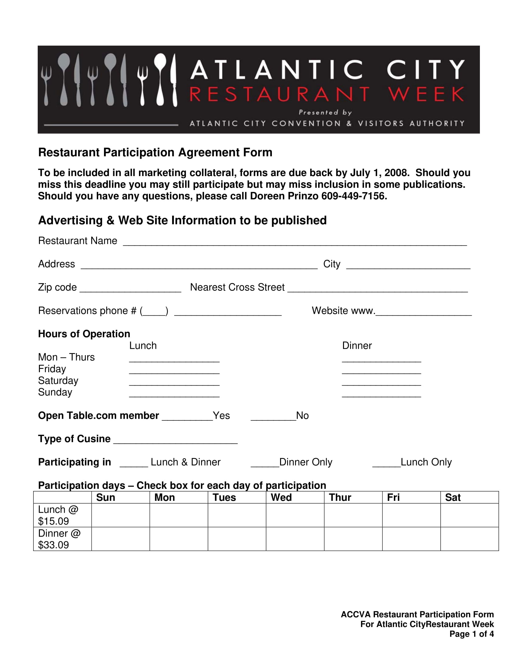 FREE 5+ Sample Restaurant Marketing Forms in PDF | MS Word