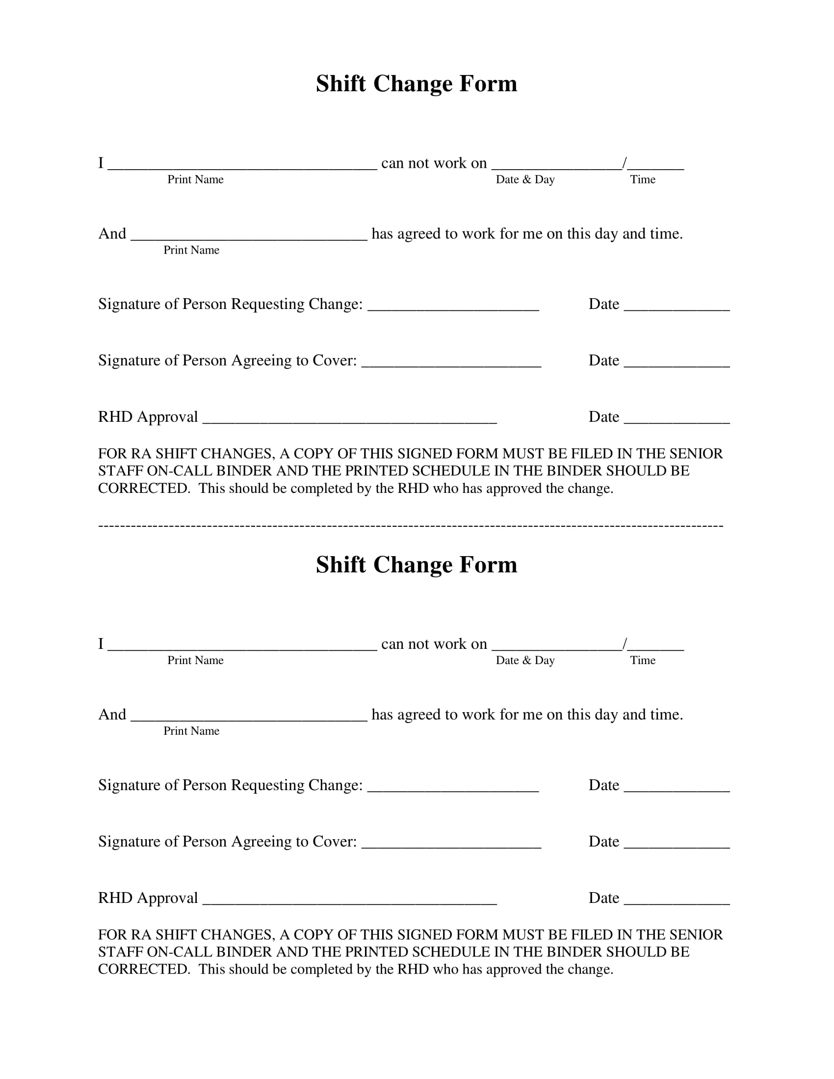 FREE 12+ Shift Change Request Form Samples, PDF, MS Word, Google Docs