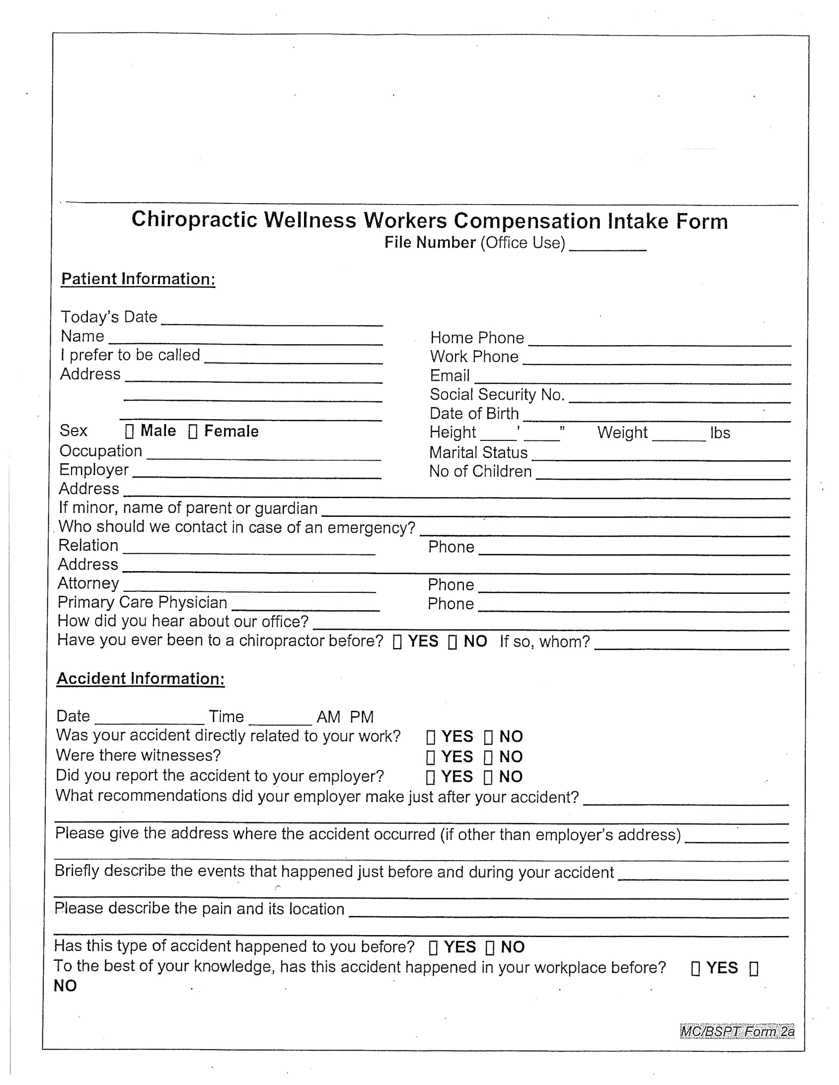 FREE 9+ Chiropractic Intake Forms in PDF | MS Word