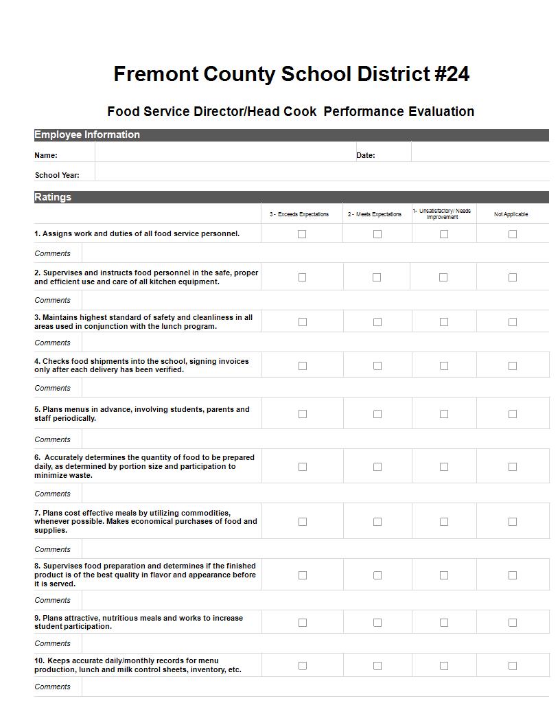 FREE 8+ Kitchen Evaluation Forms in PDF | MS Word