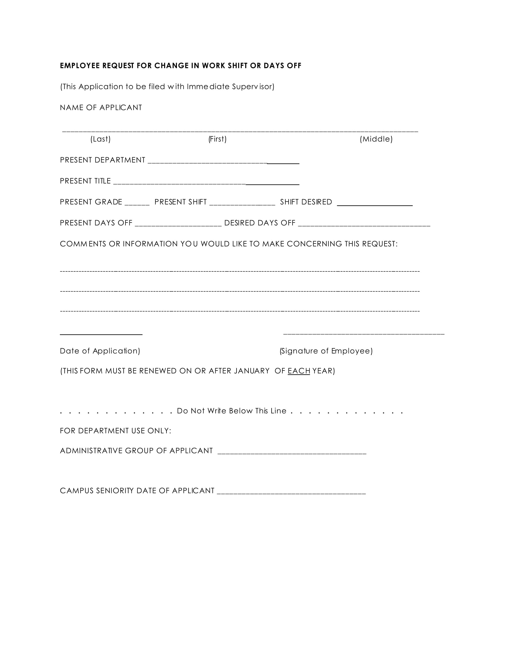 FREE 12+ Shift Change Request Form Samples, PDF, MS Word, Google Docs