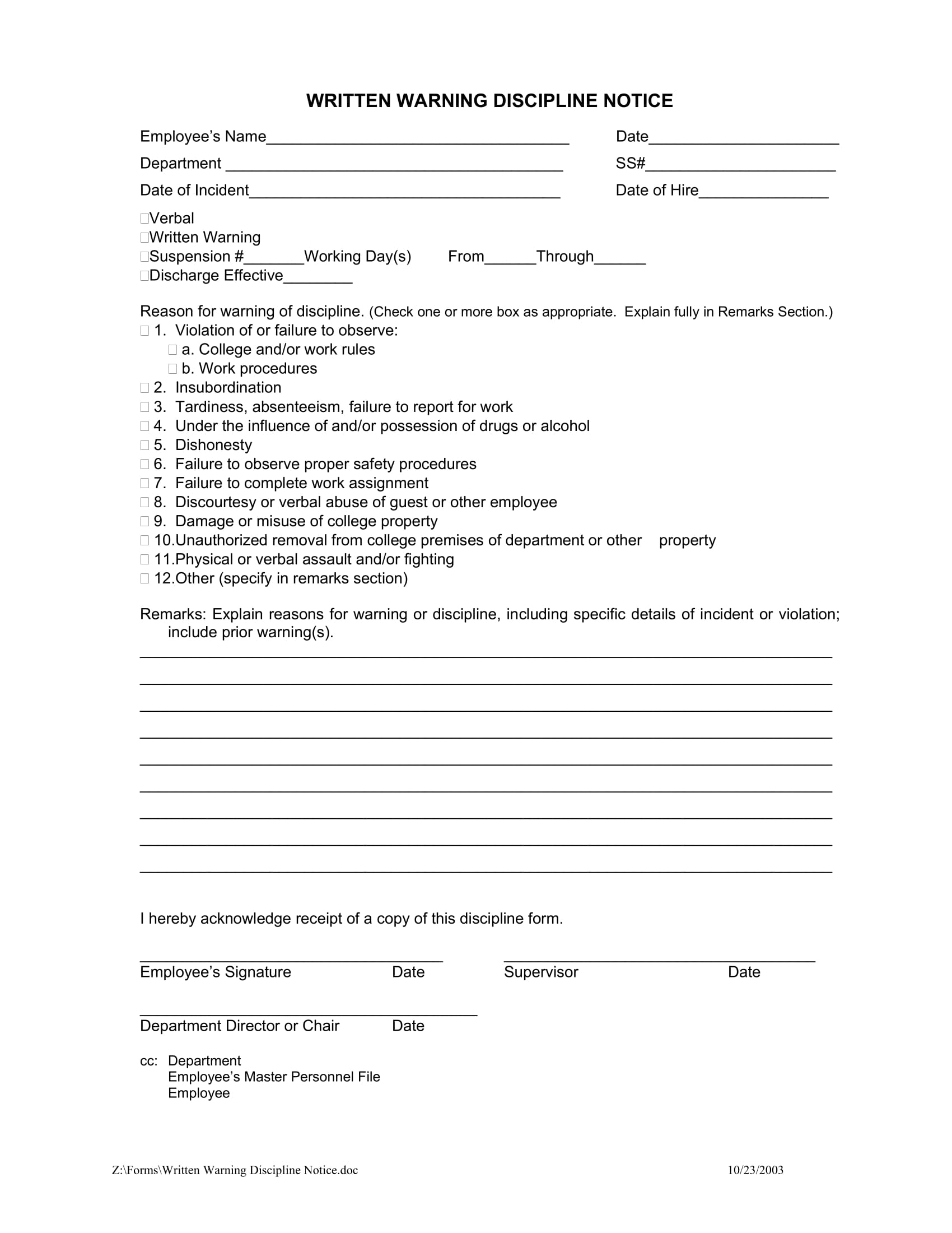 FREE 5 Restaurant Employee Write Up Forms In PDF