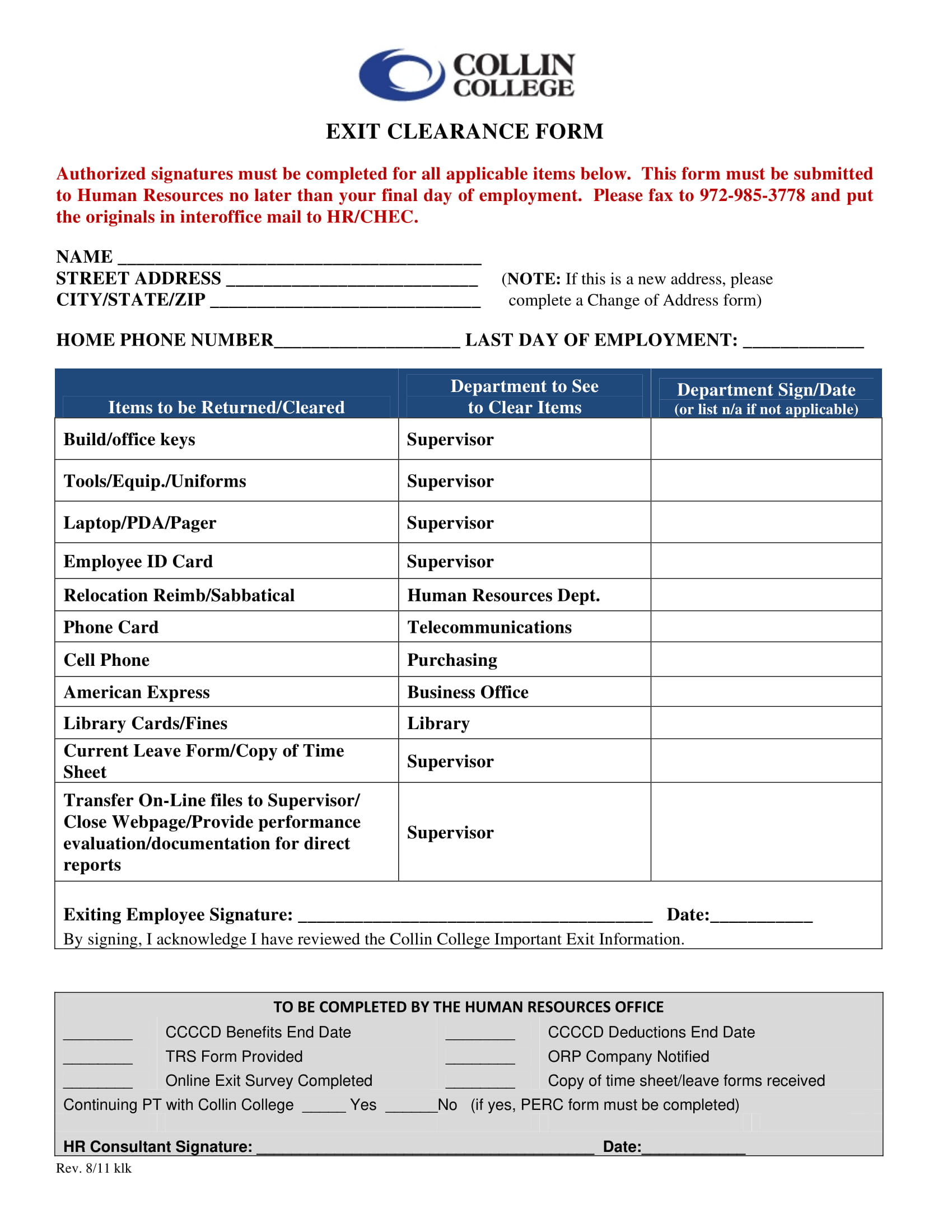 Exit Report Template