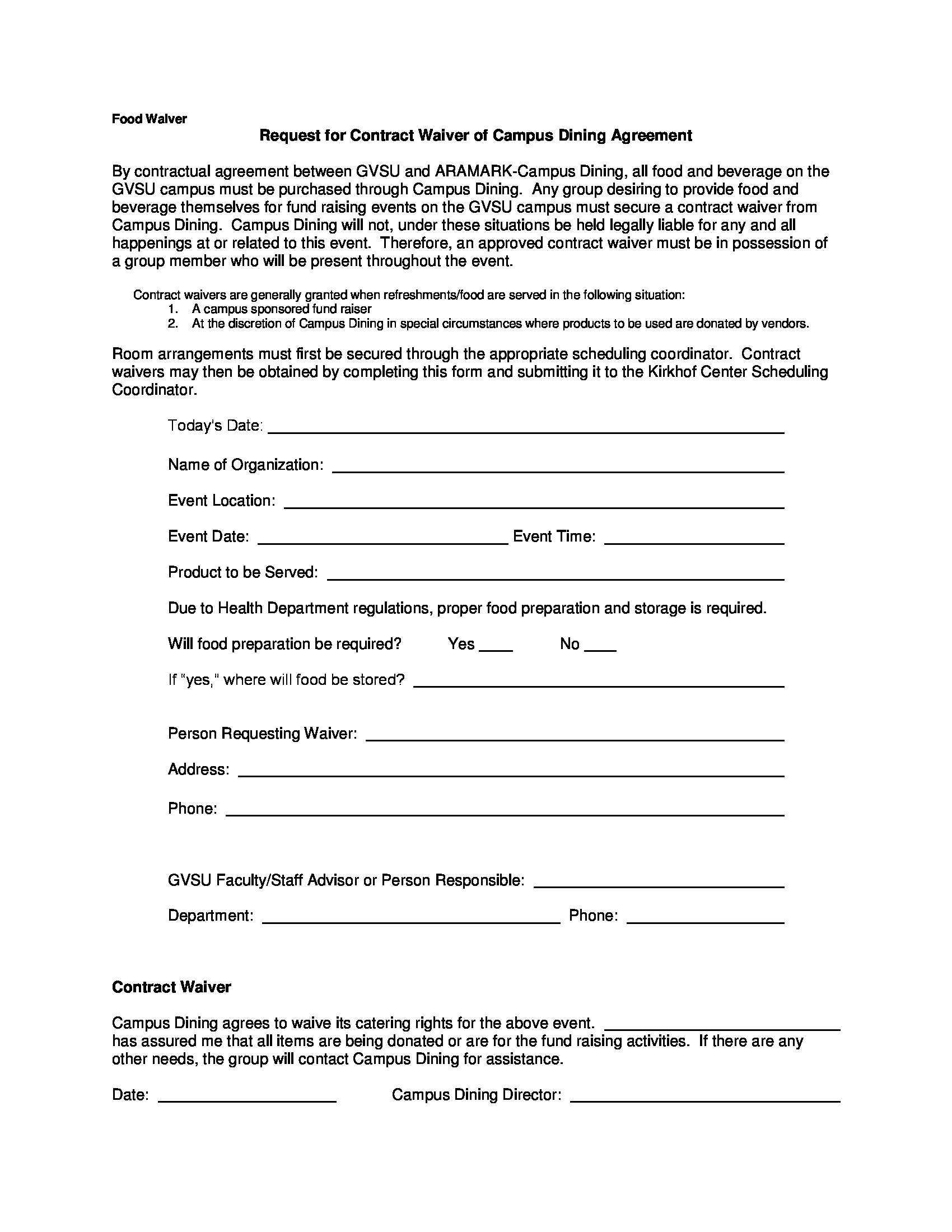 FREE 11+ Restaurant Waiver Form Samples, PDF, MS Word, Google Docs