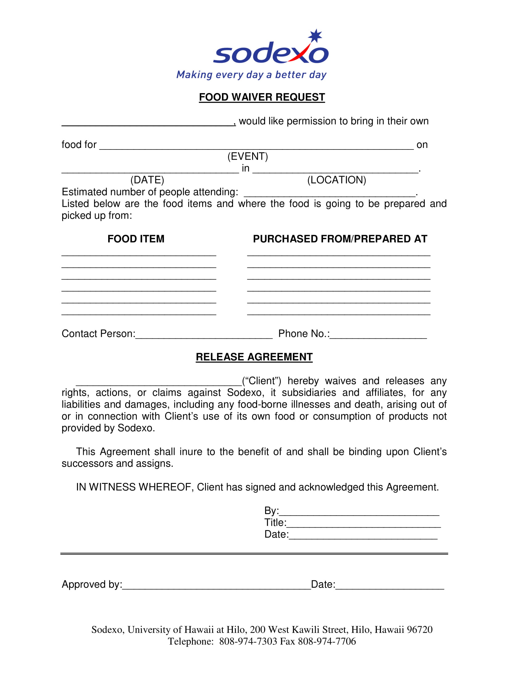 FREE 11+ Restaurant Waiver Form Samples, PDF, MS Word, Google Docs