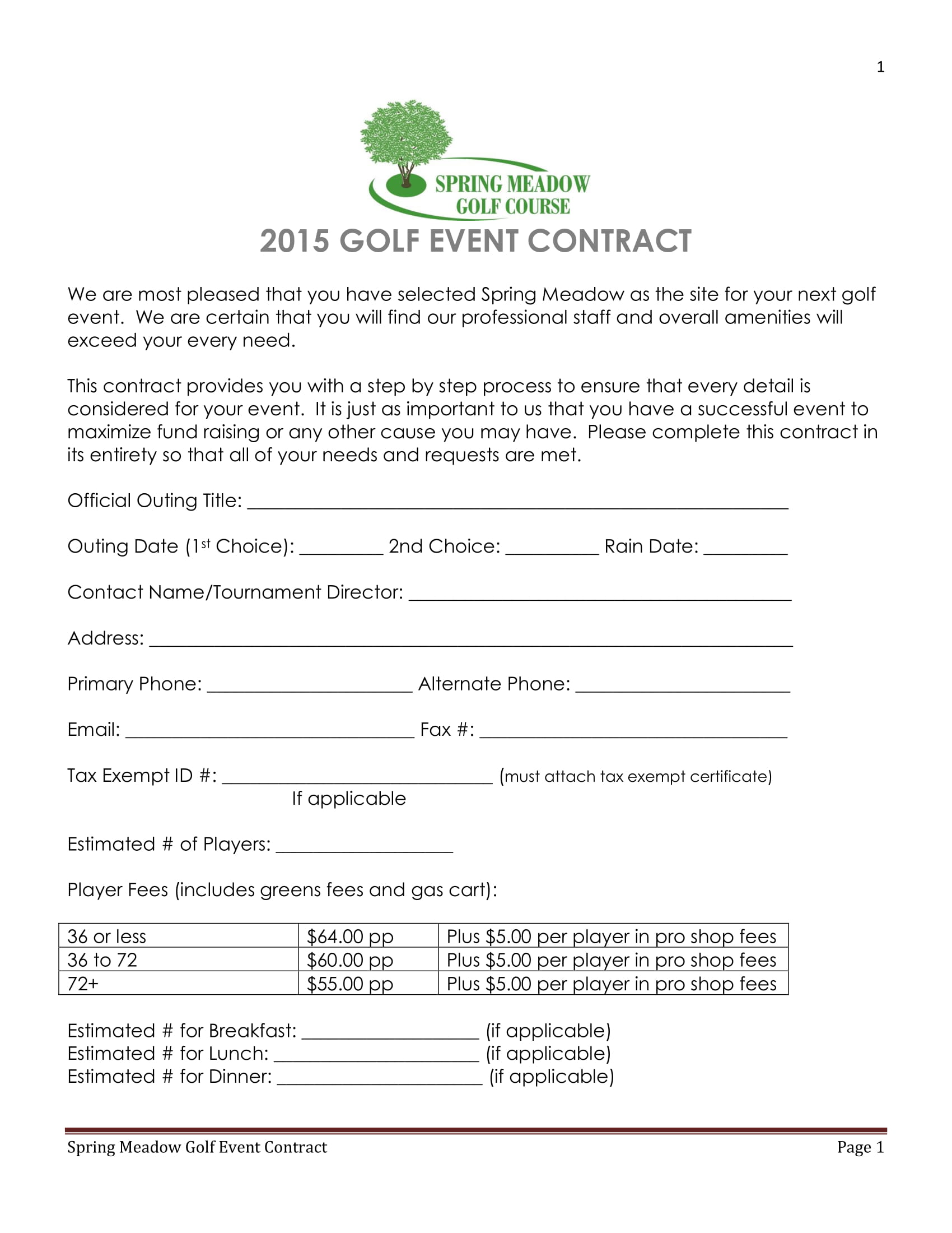 FREE 7+ Golf Contract Forms in PDF