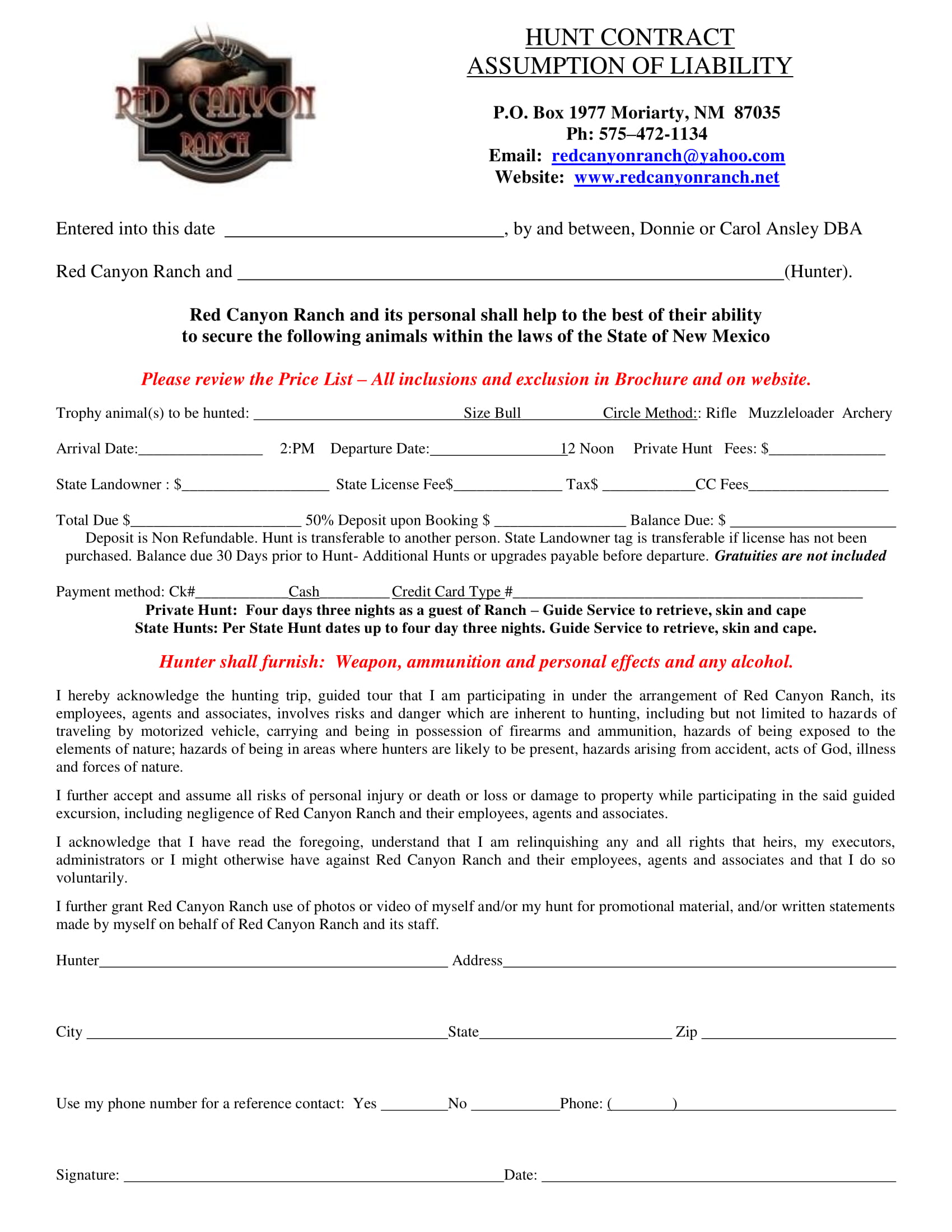 FREE 6+ Hunting Contract Forms in PDF | MS Word