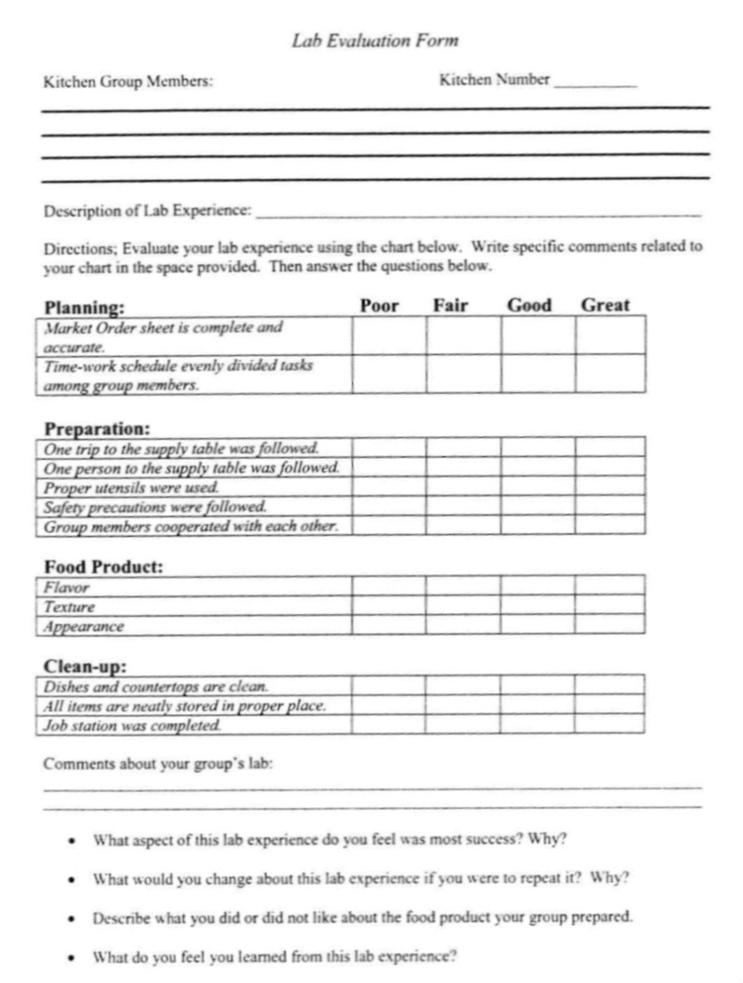 FREE 8+ Kitchen Evaluation Forms in PDF | MS Word
