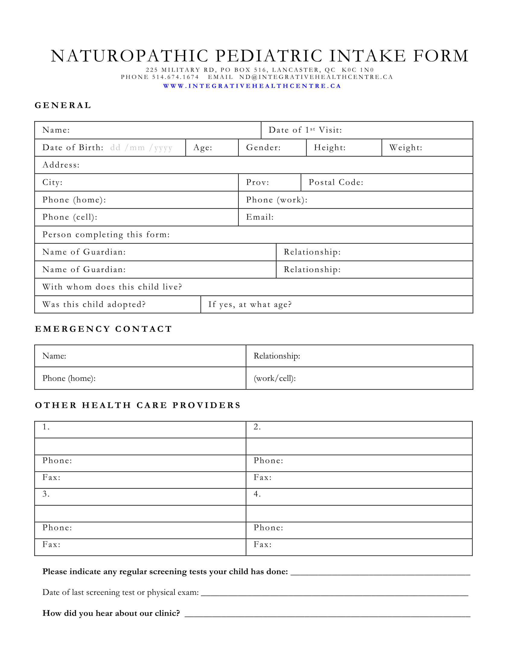 FREE 11+ Pediatric Intake Forms in PDF | MS Word