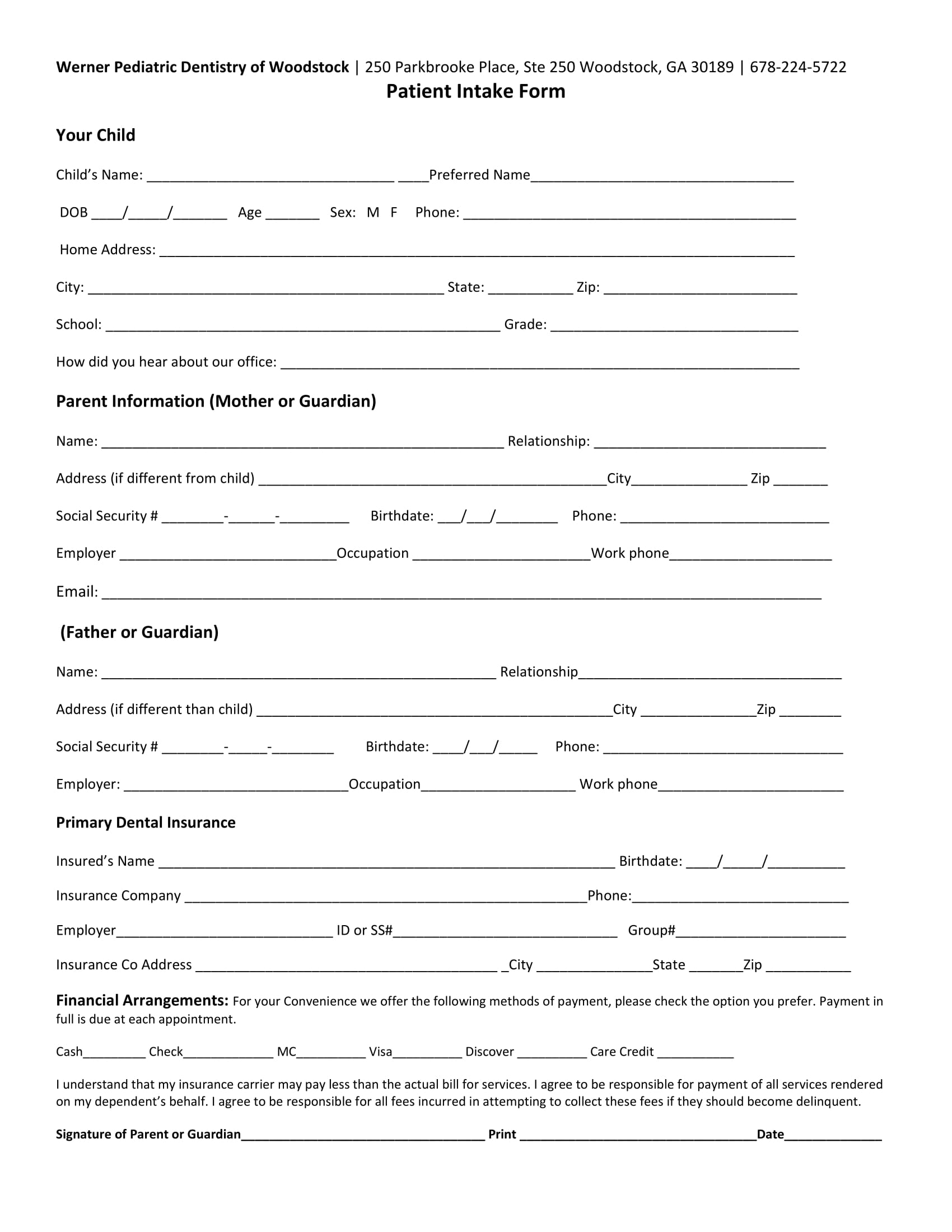 FREE 11 Pediatric Intake Forms In PDF MS Word