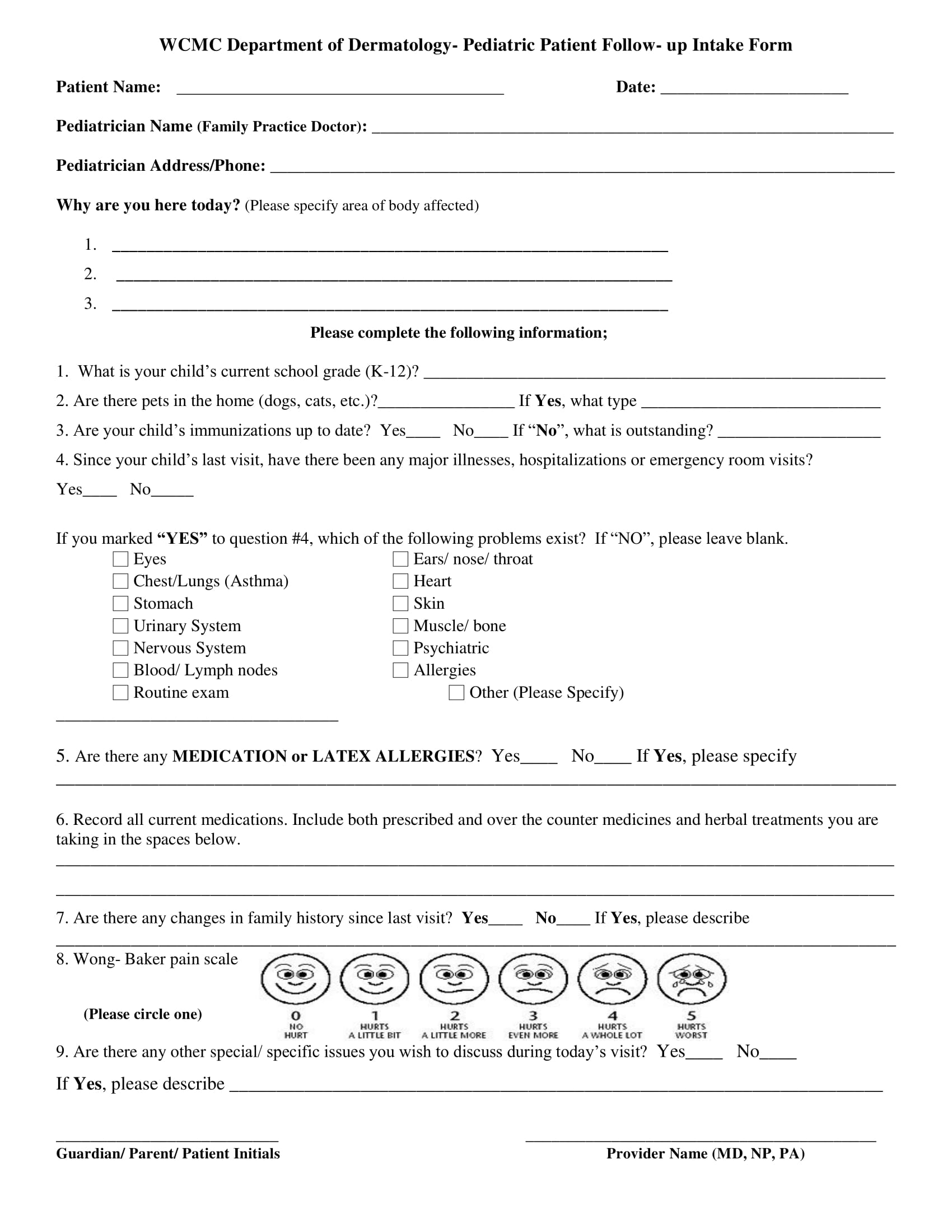 FREE 11+ Pediatric Intake Forms in PDF | MS Word