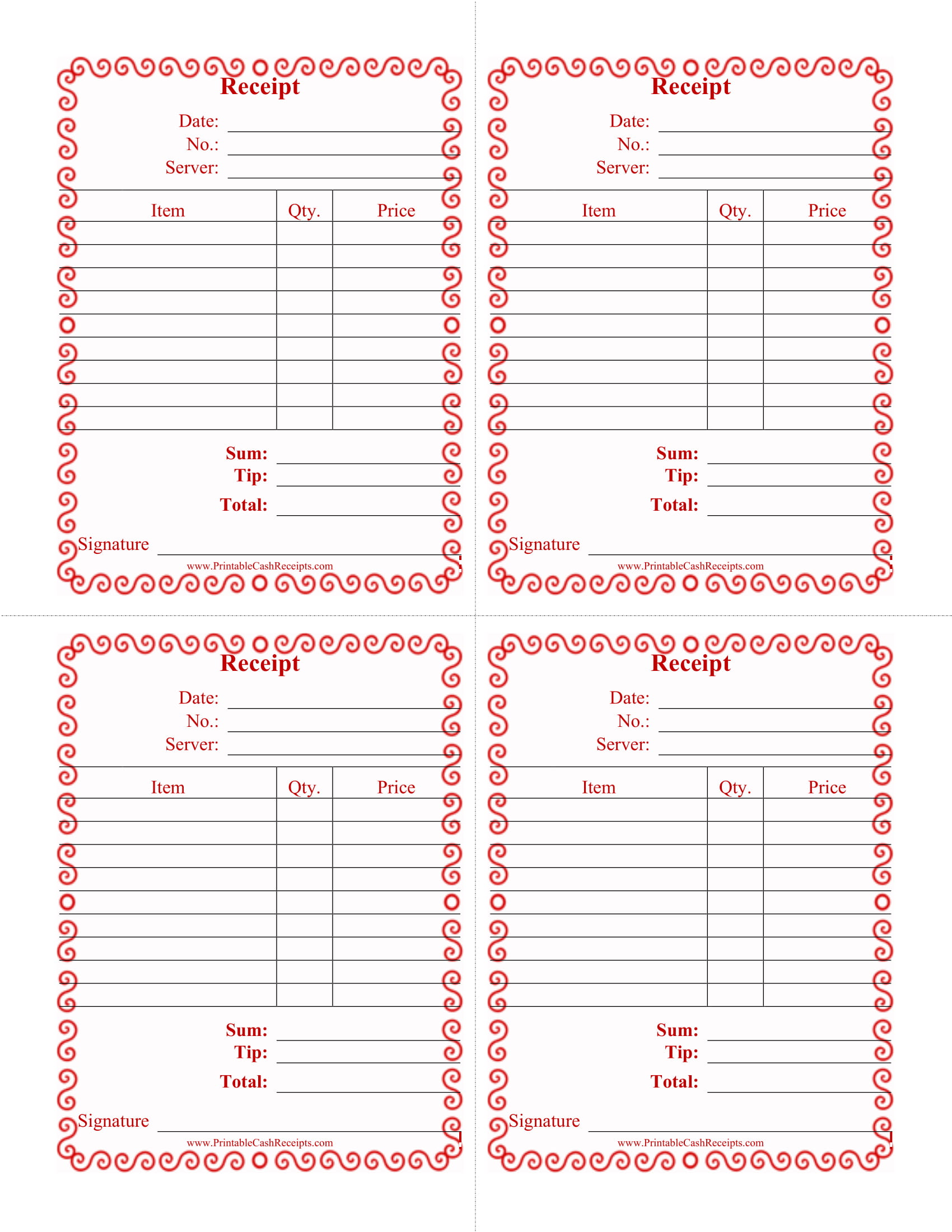 FREE 13+ Restaurant Receipt Form Samples, PDF, MS Word, Google Docs Excel