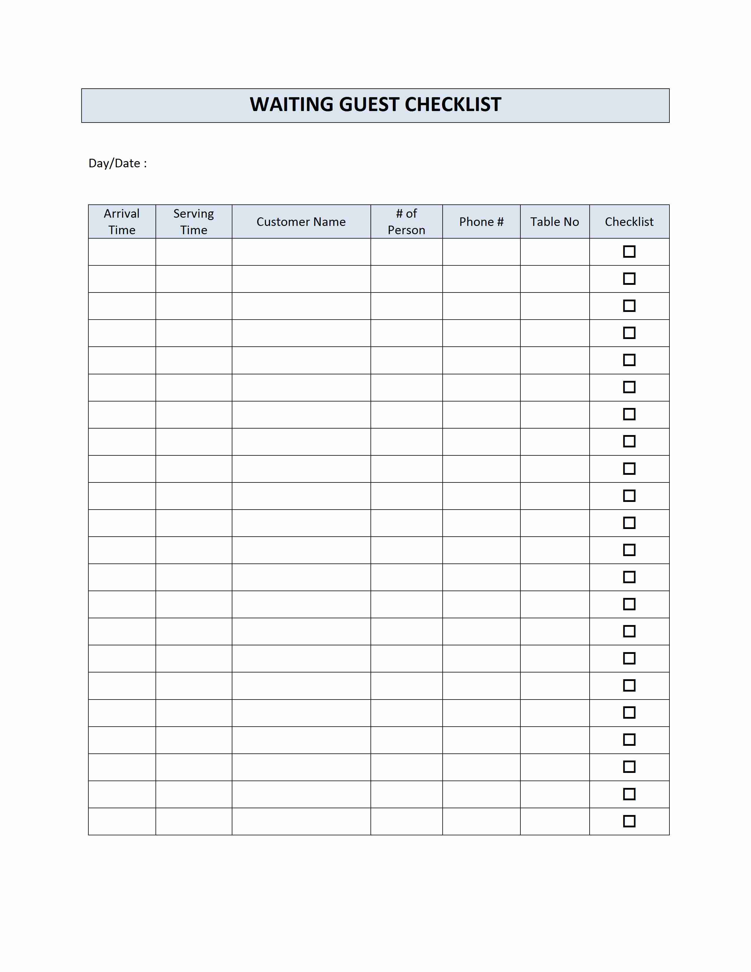 FREE 29+ Waiting List Form Samples, PDF, MS Word, Google Docs, Excel