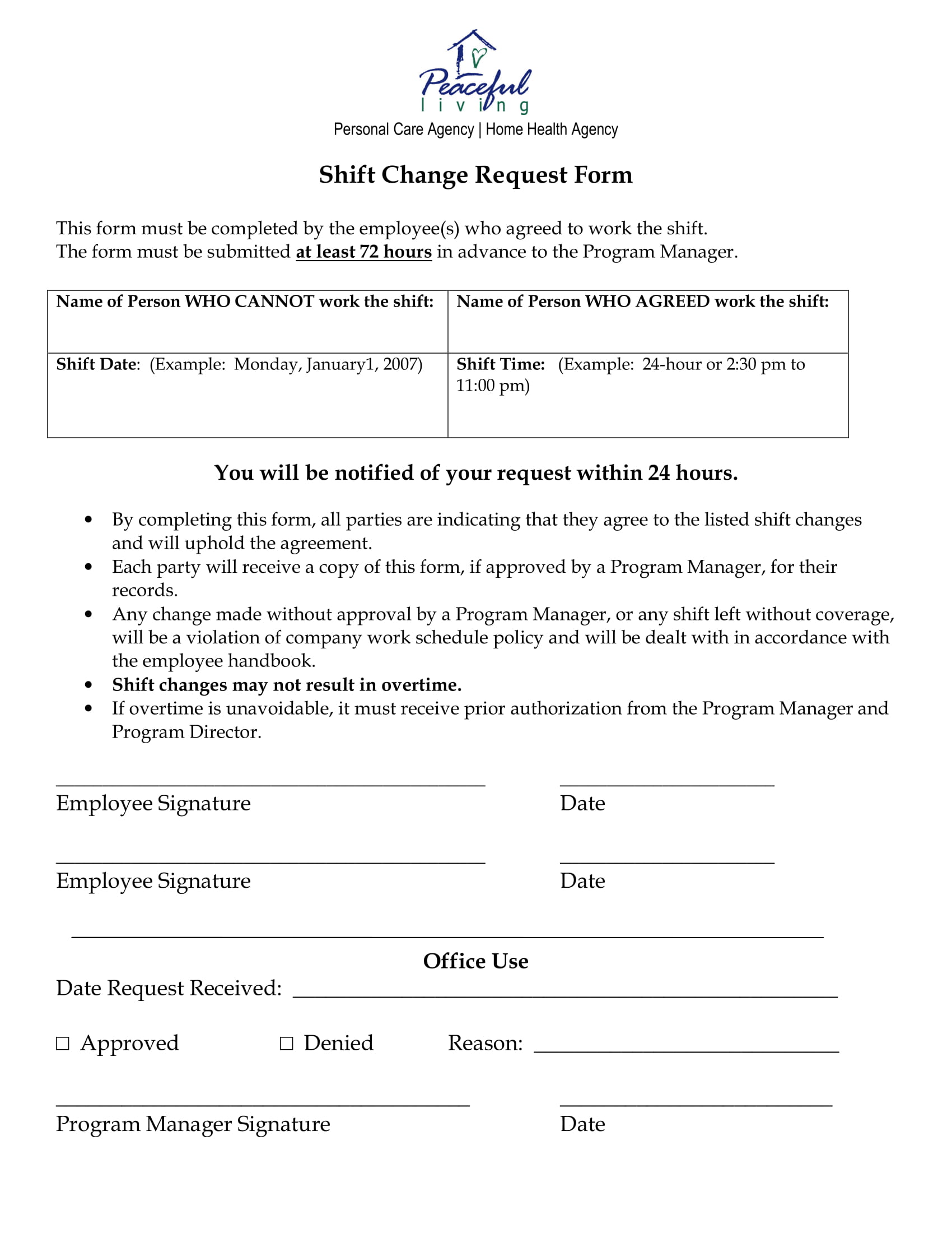 FREE 12+ Shift Change Request Form Samples, PDF, MS Word, Google Docs