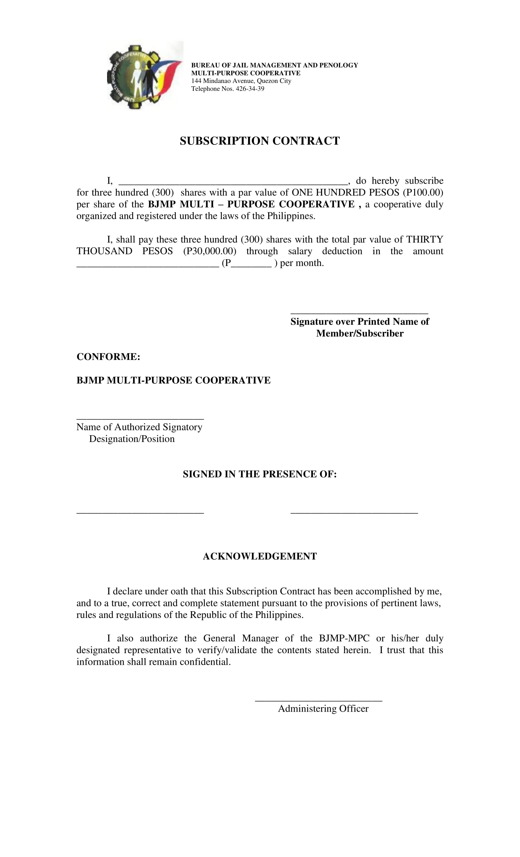 FREE 5+ Subscription Contract Forms in PDF | MS Word