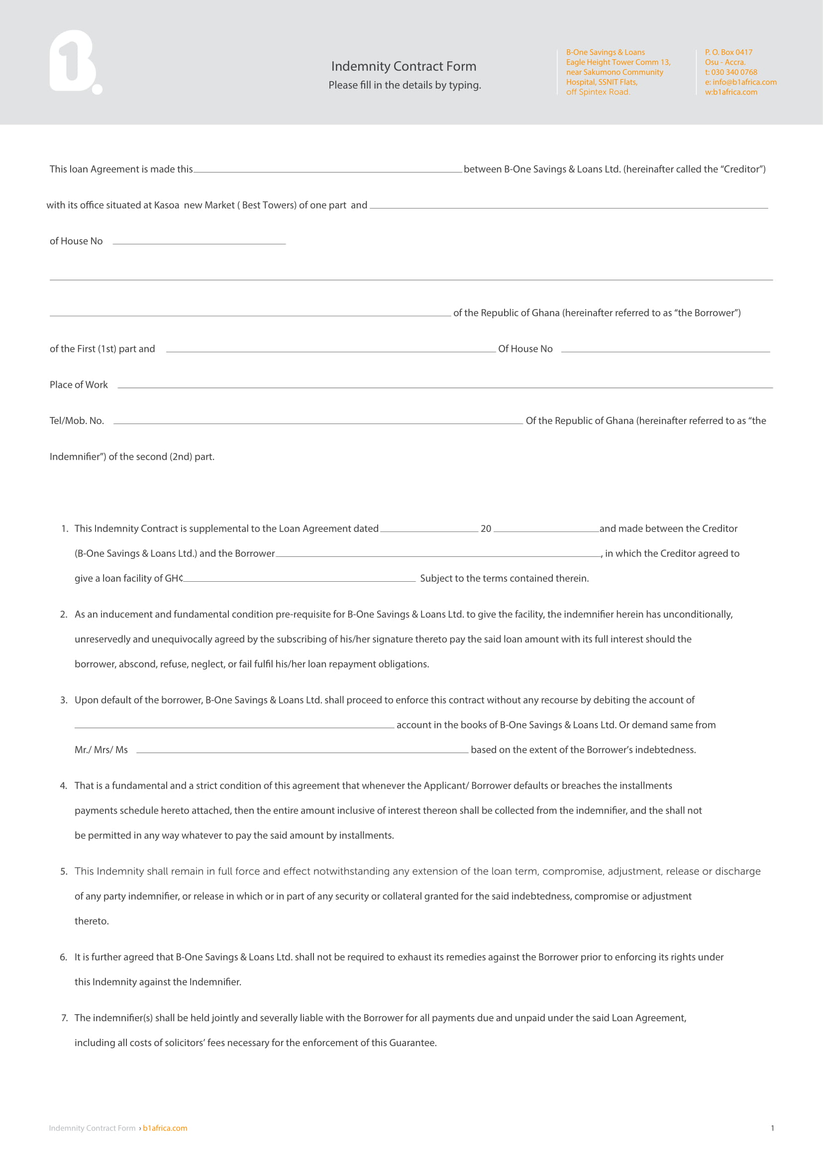 FREE 10+ Indemnity Agreement Form Samples, PDF, MS Word, Google Docs
