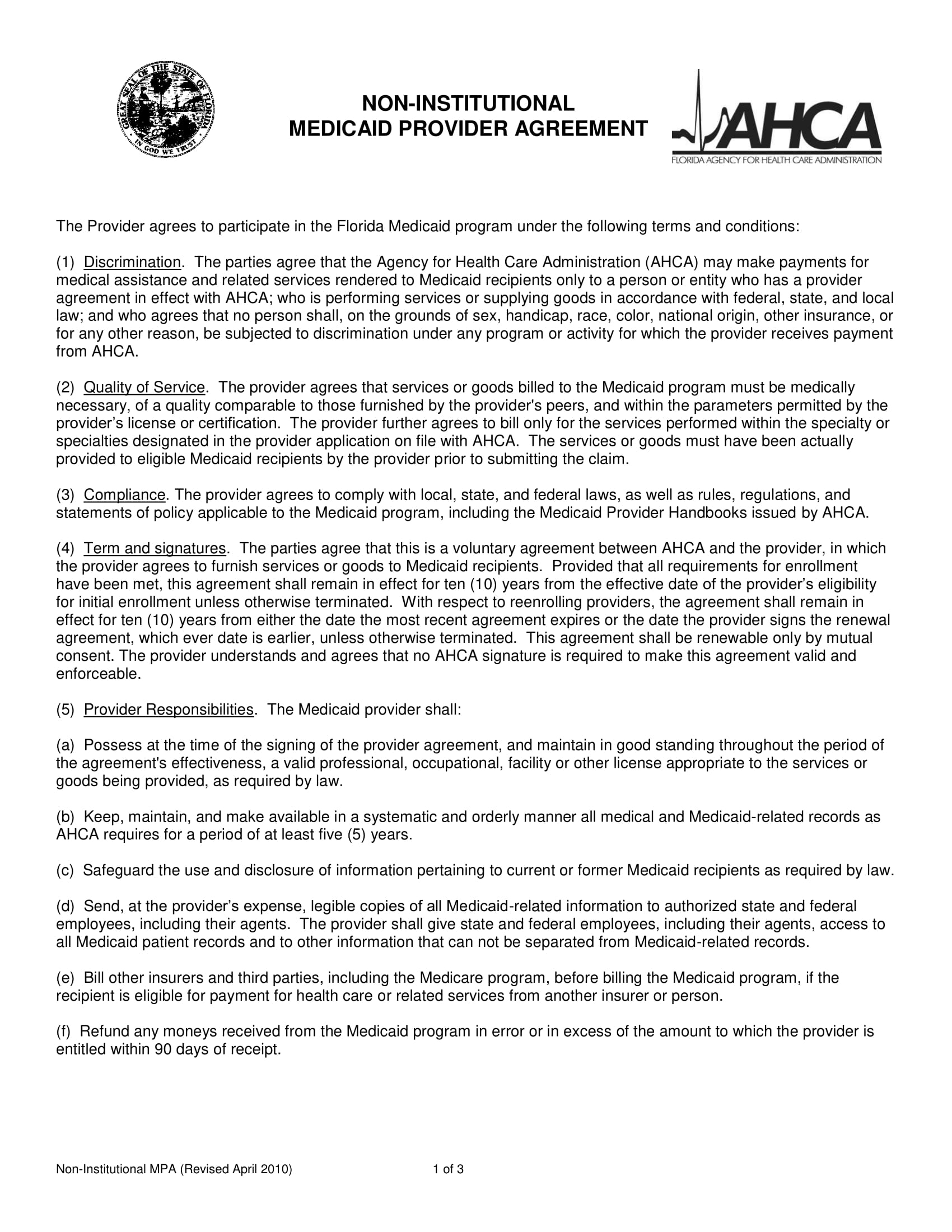 FREE 5+ Medicaid Agreement Contract Forms in PDF