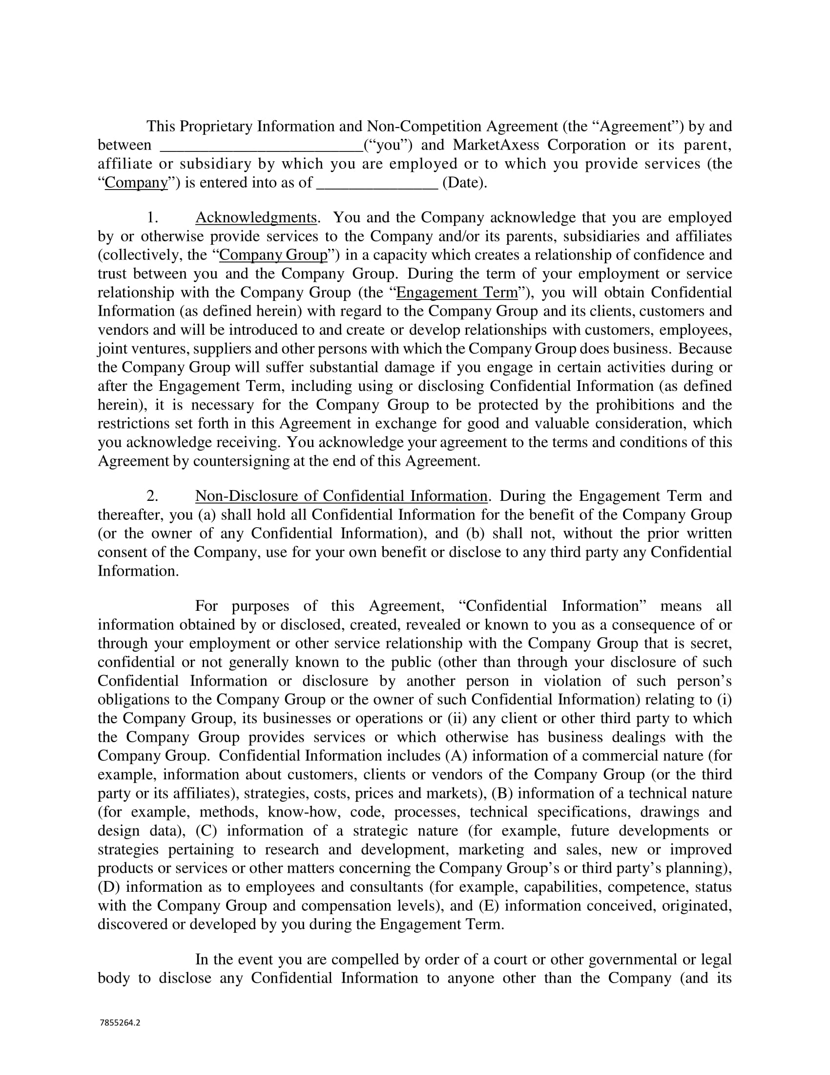 FREE 8+ Non-Competition Agreement Contract Forms in PDF | MS Word