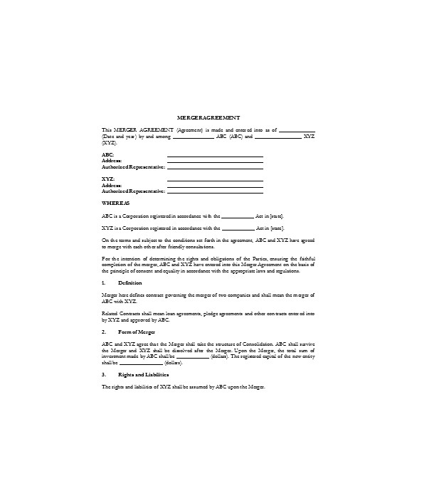 FREE 5+ Merger Agreement Contract Forms in PDF | MS Word