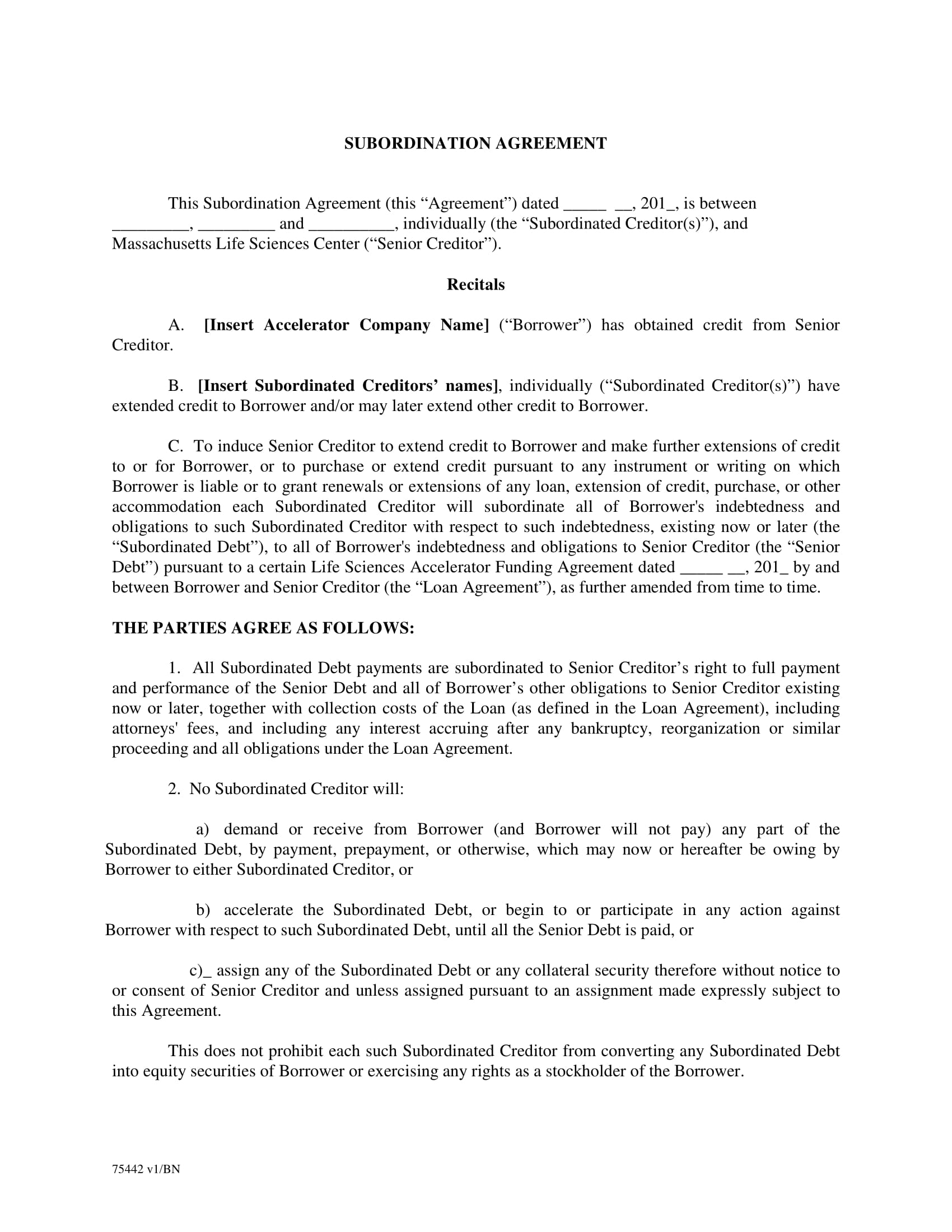 FREE 5+ Subordination Agreement Contract Forms in PDF | MS Word