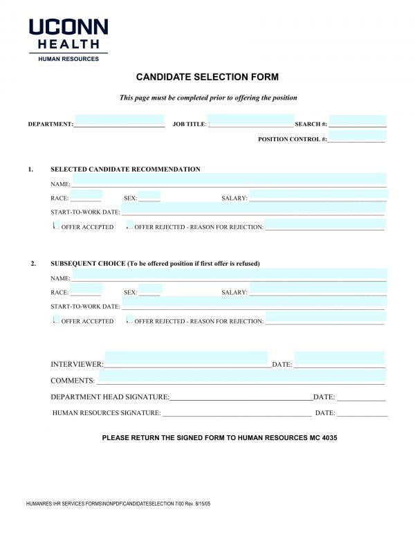 FREE 4+ Candidate Selection Forms in PDF | Excel | MS Word