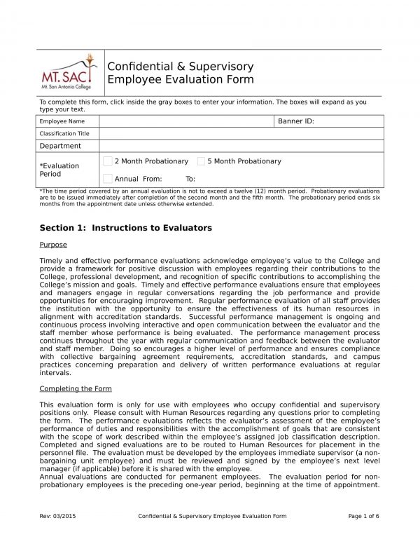FREE 11+ Confidential Evaluation Forms in PDF | MS Word