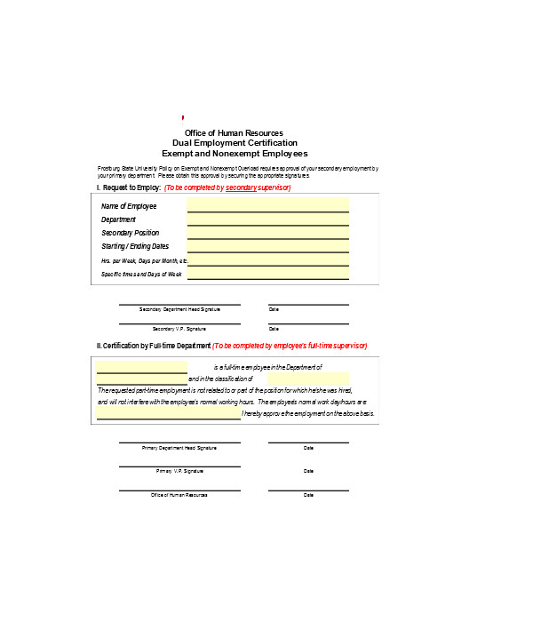 FREE 6+ Dual Employment Request Forms in PDF | MS Word | Excel