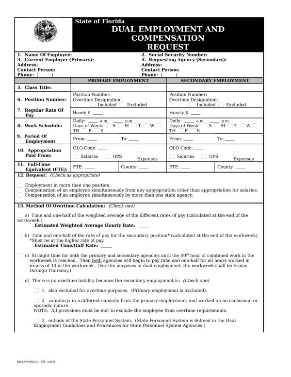 FREE 6+ Dual Employment Request Forms in PDF | MS Word | Excel