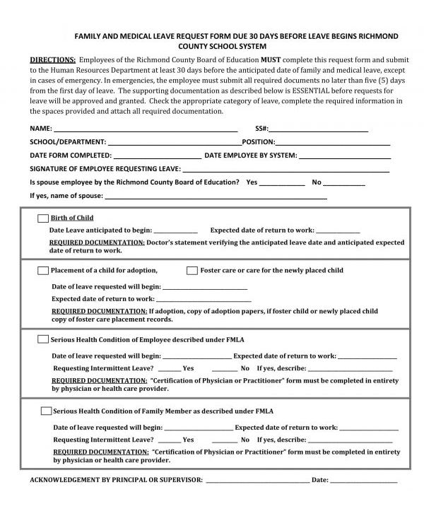 FREE 10+ Family and Medical Leave Request Forms in PDF | MS Word