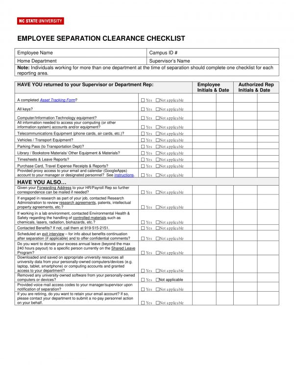 FREE 7+ Employee Separation Clearance Forms in PDF | Excel