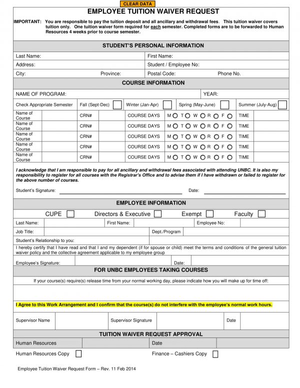 FREE 9+ Tuition Waiver Request Forms in PDF | MS Word