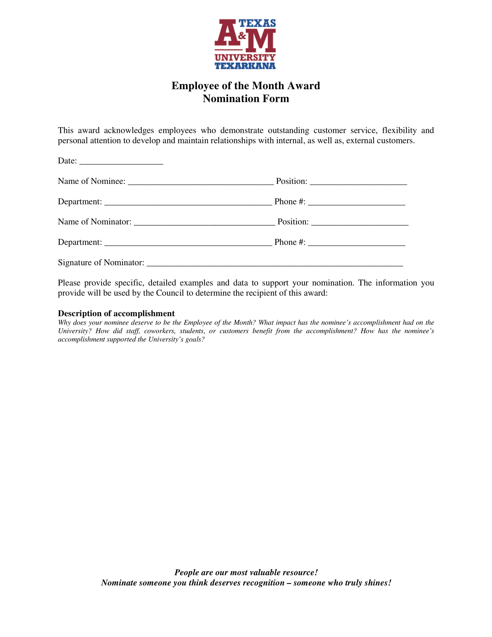 FREE 3 Employee Of The Month Voting Forms In PDF MS Word