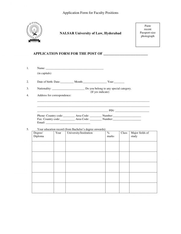 FREE 10+ Faculty Application Forms in PDF | MS Word